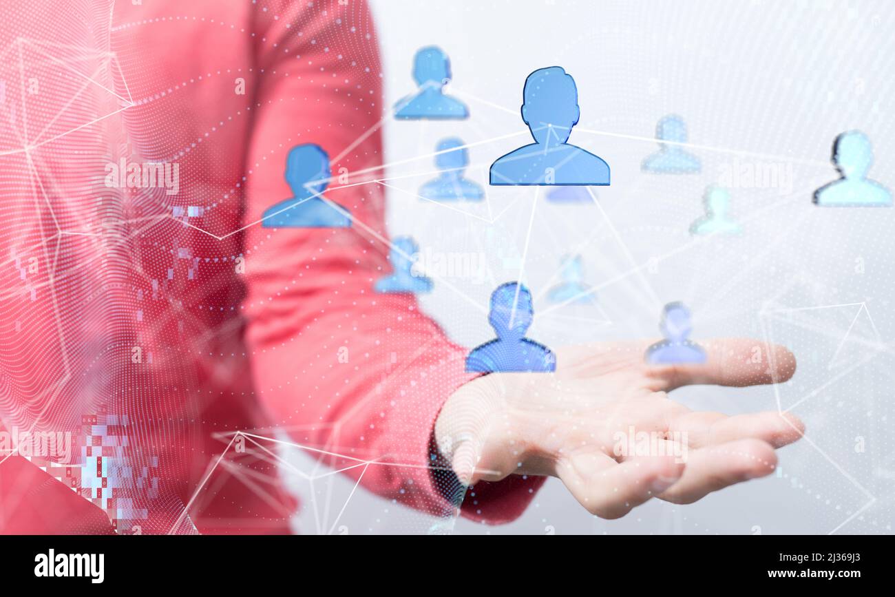 A 3d render of organization network team concept networking. people in ...