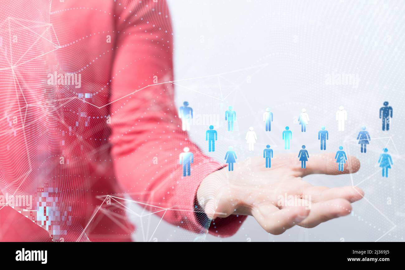 A 3d render of organization network team concept networking. people in ...