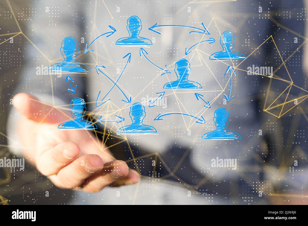 A 3d render of male fingers connecting conference Digital Network and ...