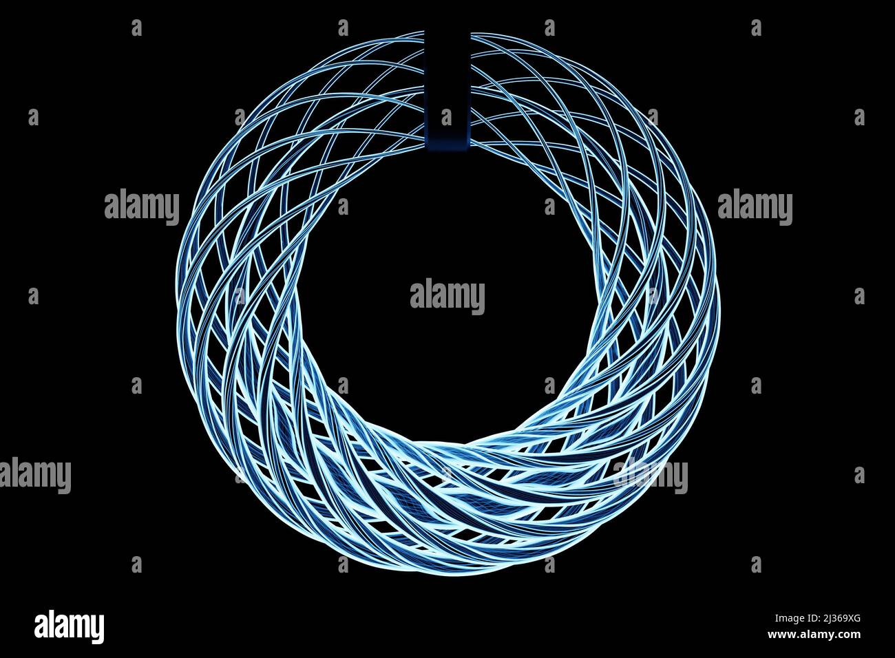 3D illustration of a blue torus. Fantastic cell.Simple geometric shapes ...