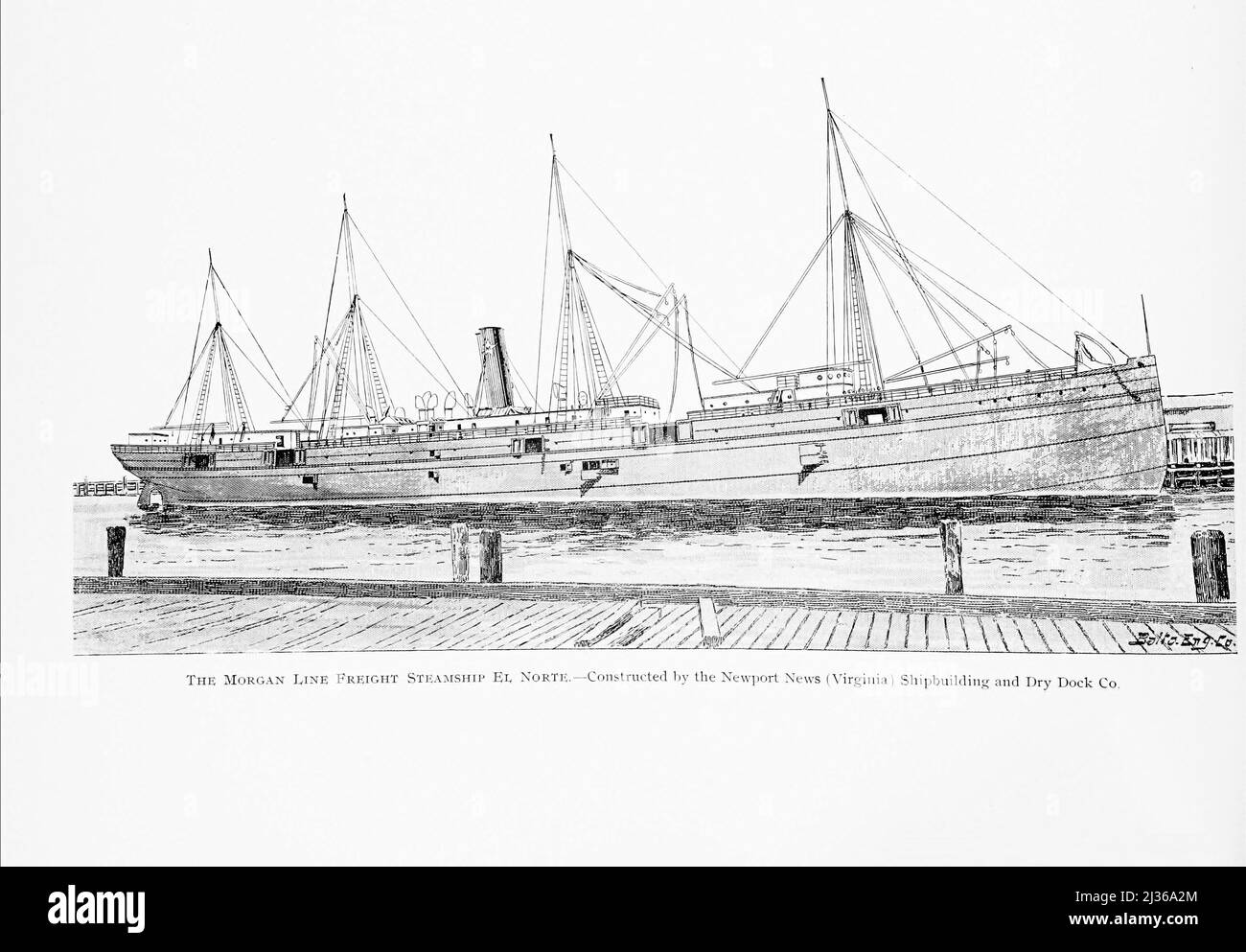 The Morgan Line Freight Steamer El Norte Constructed by the Newport ...