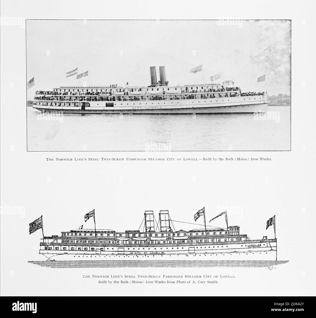 The Norwich Line’s Steel Twin-Screw Passenger Steamer City of Lowell ...