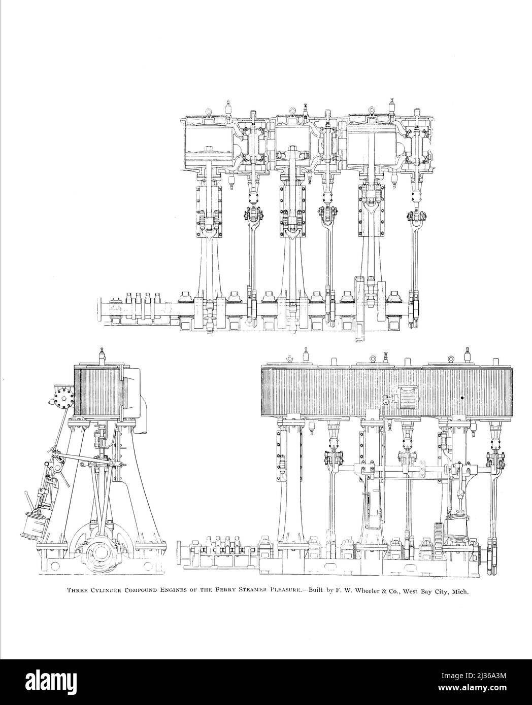 Three Cylinder Compound Engines of the Ferry Steamer Pleasure Built by ...