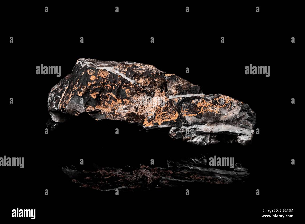 Macro Close up image of raw material Manganese Ore rock isolated on ...