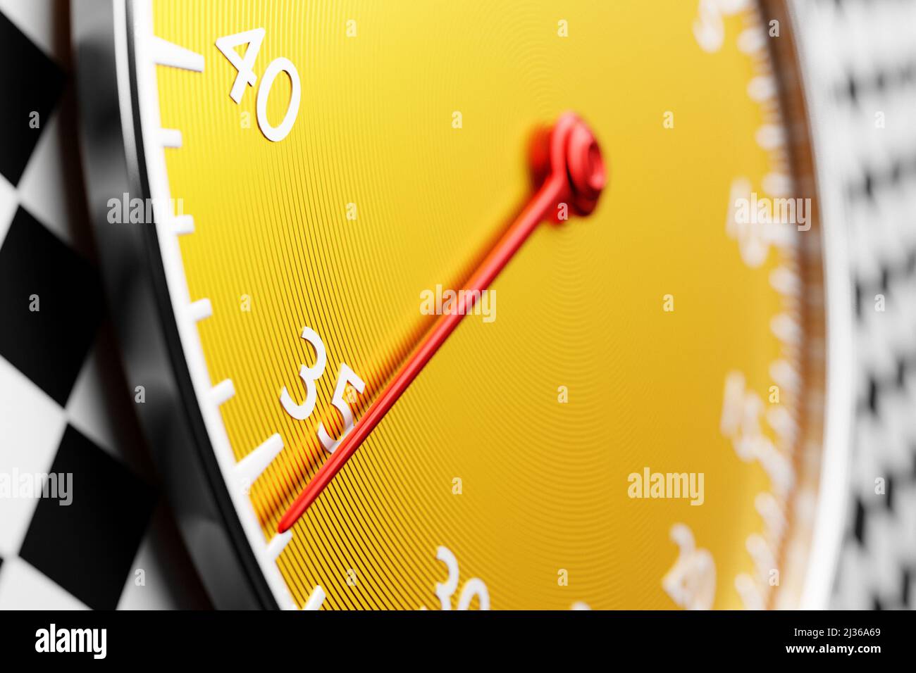 3d illustration close up of black round clock, stopwatch shows the ...