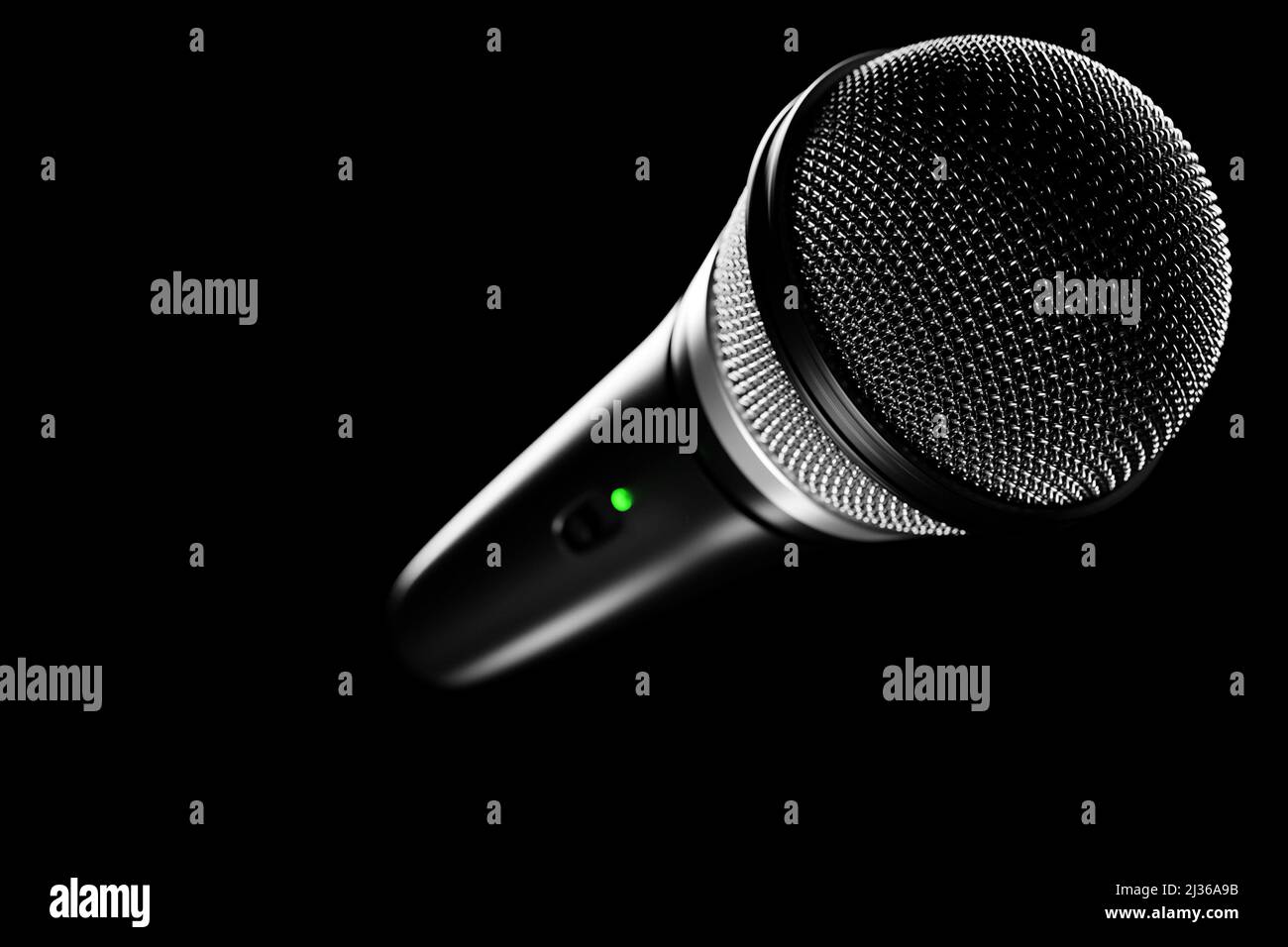 microphone, round shape model, realistic 3d illustration. music award ...