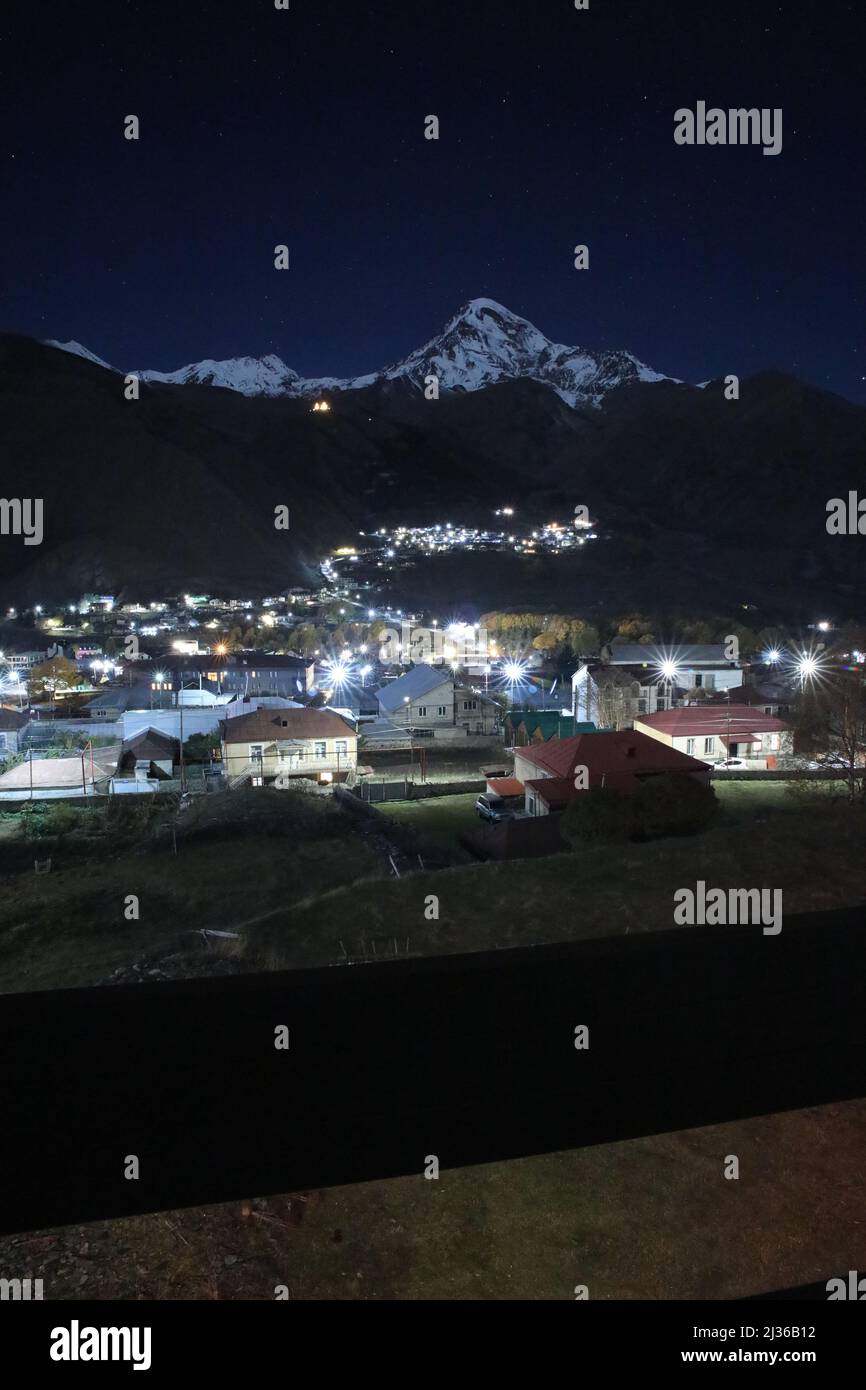 Beautiful view of Kazbegi mountain valley in Georgia Stock Photo - Alamy