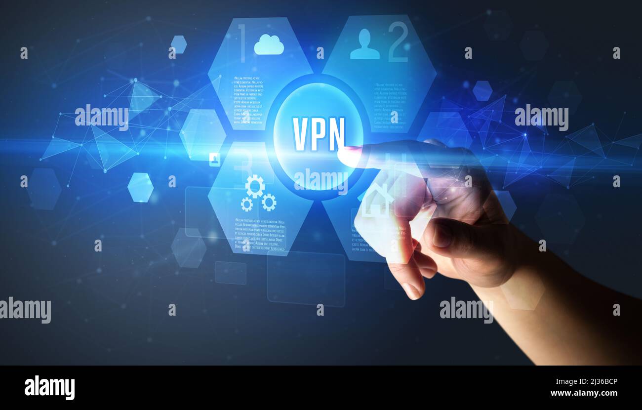 Hand touching digital button concept Stock Photo - Alamy