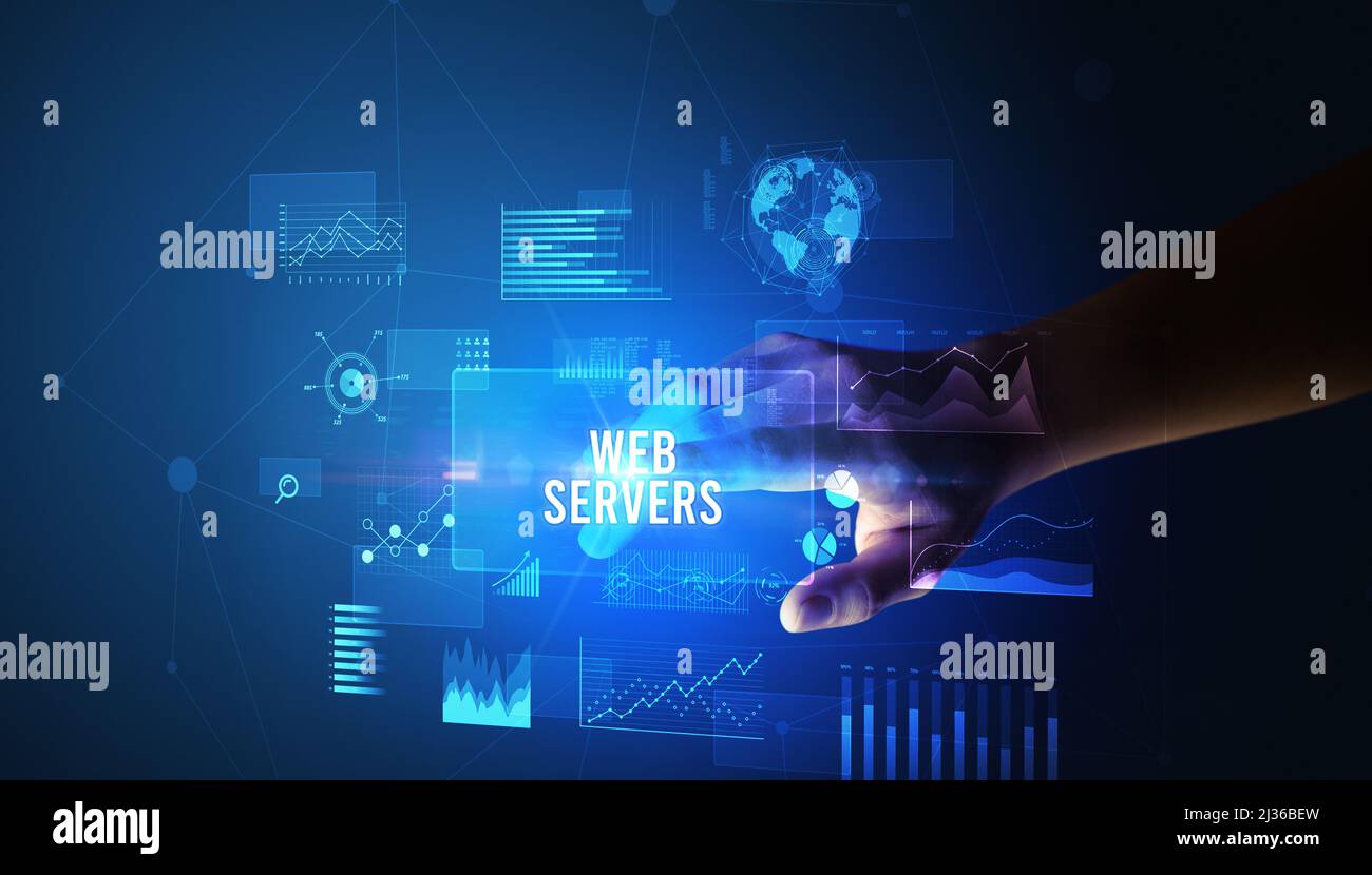 hand touching digital button, modern technology concept Stock Photo - Alamy