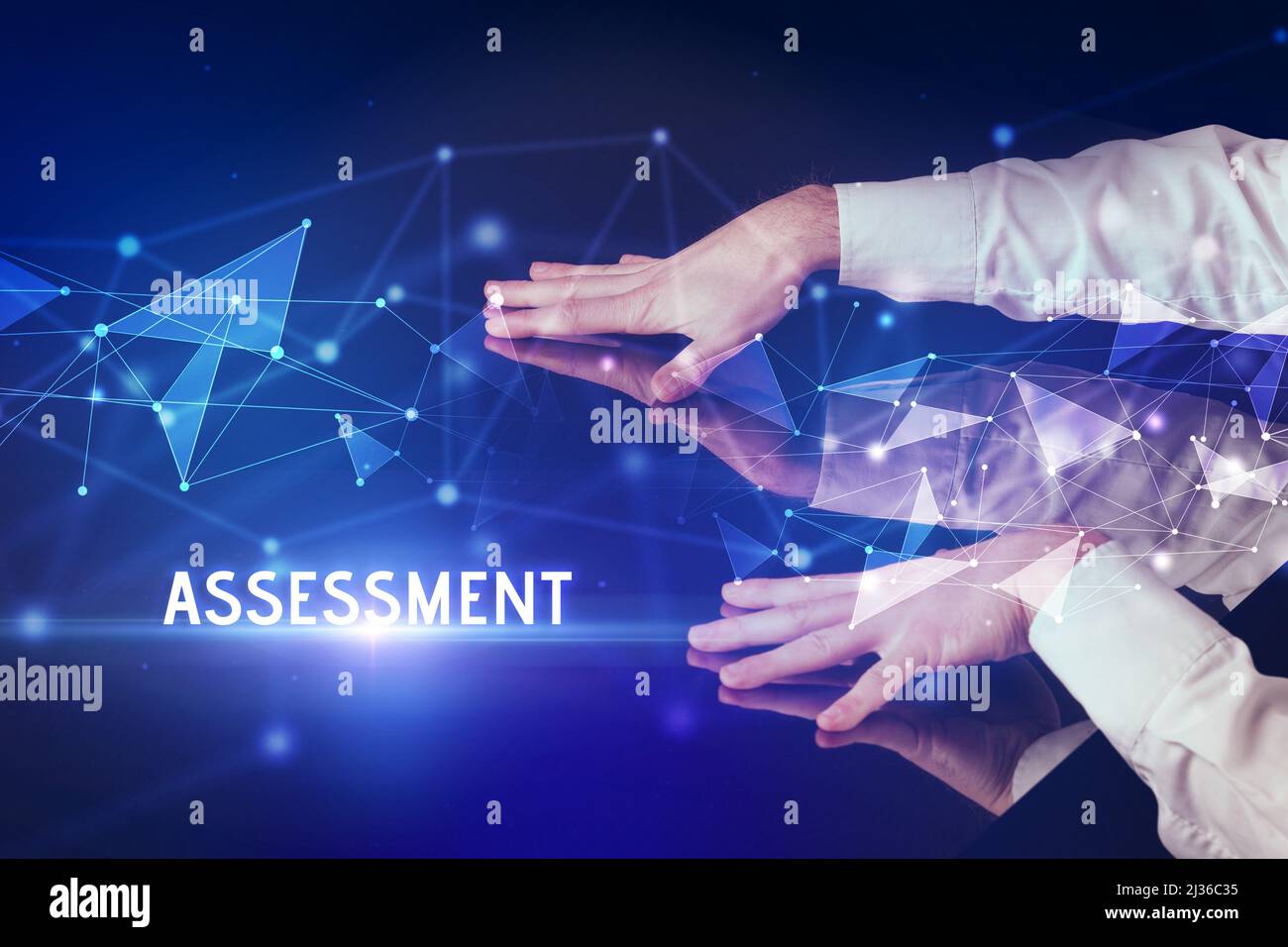 Businessman touching huge screen concept Stock Photo - Alamy