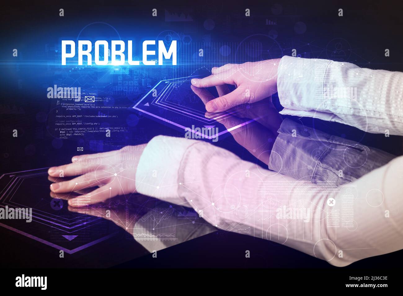 Hand touching digital table concept Stock Photo - Alamy