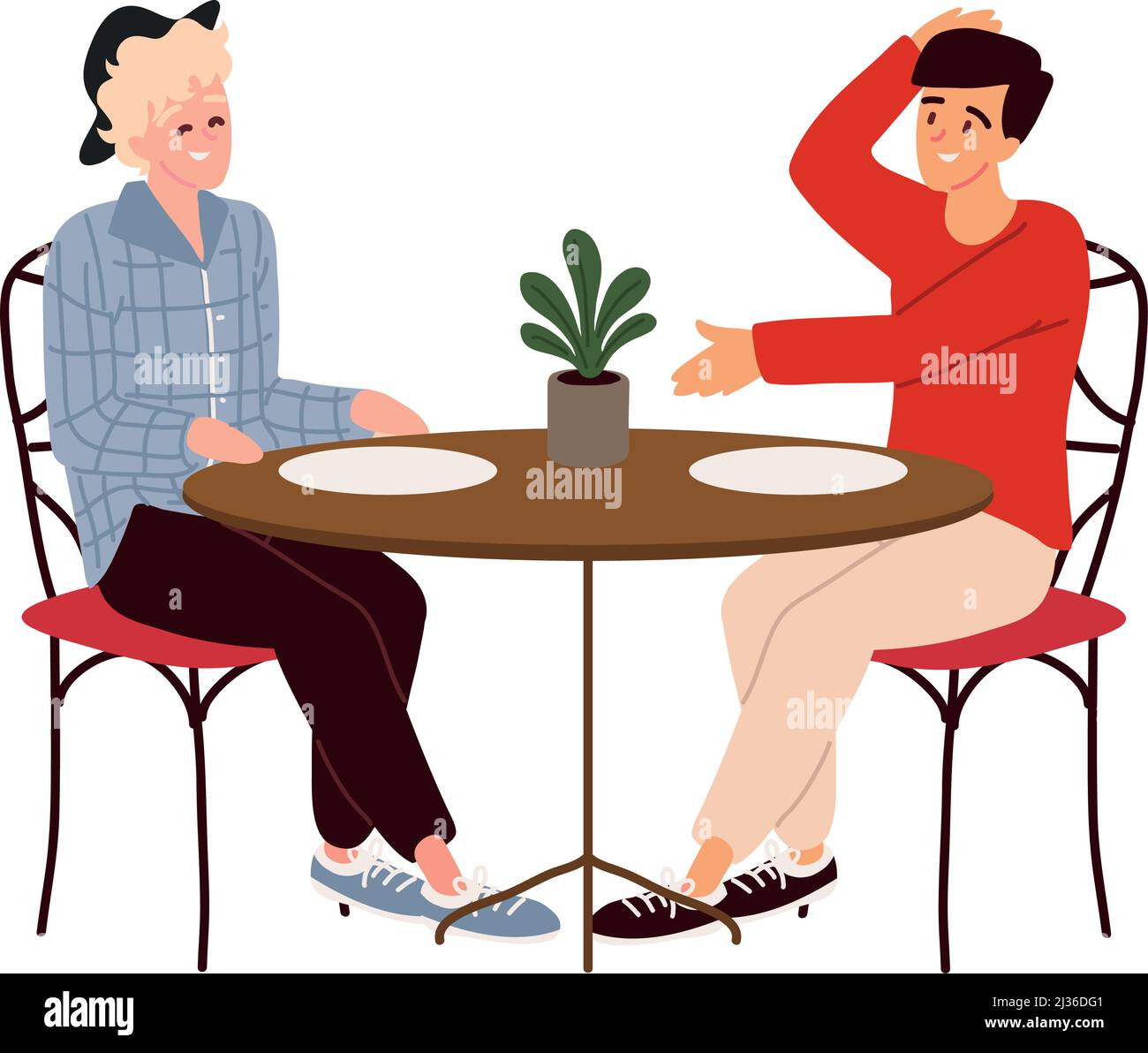 friends talking at restaurant table Stock Vector Image & Art - Alamy