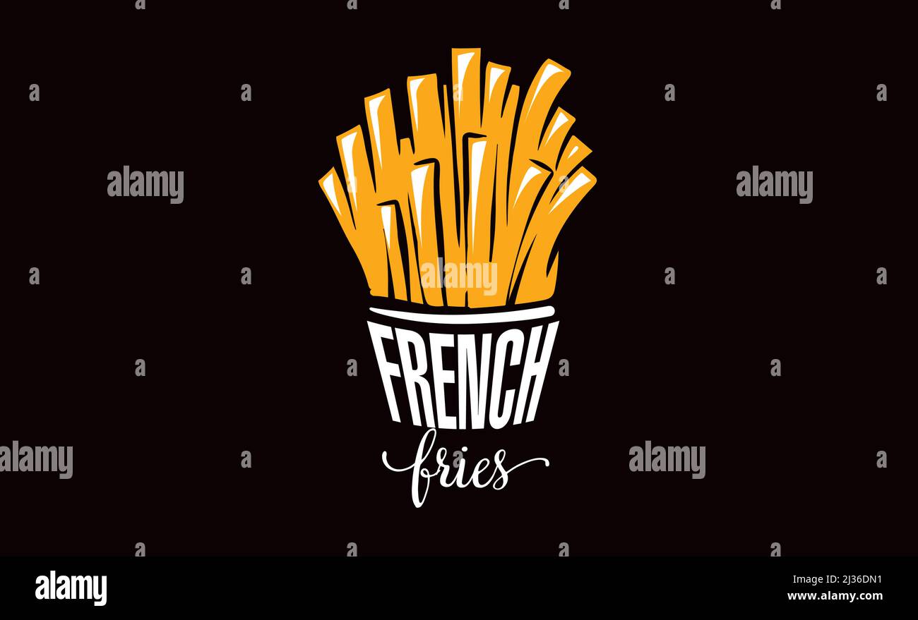 Vector illustration of French fries on a black background Stock Vector ...