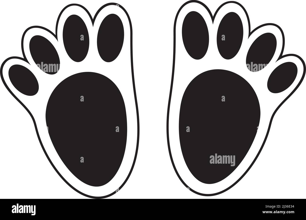 Rabbit (bunny) footprints black and white. Vector illustration Stock ...