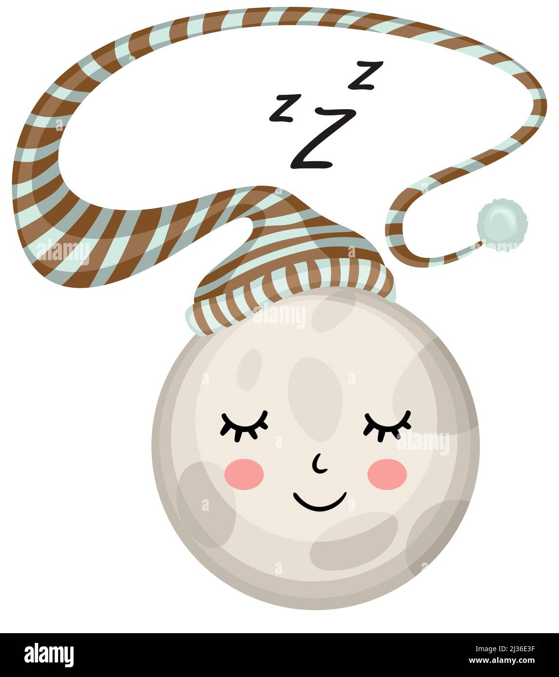 Cute round moon sleeping with hat Stock Photo - Alamy