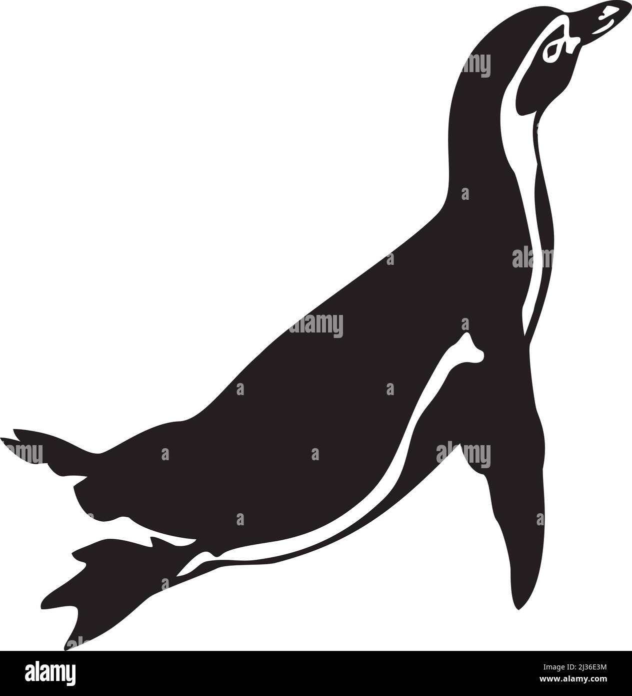 Penguin animal black and white vector illustration Stock Vector Image ...
