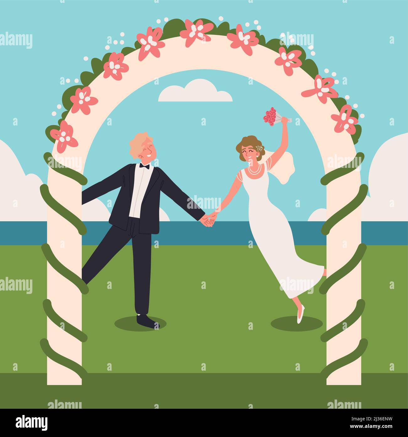 celebrating bride and groom Stock Vector Image & Art - Alamy