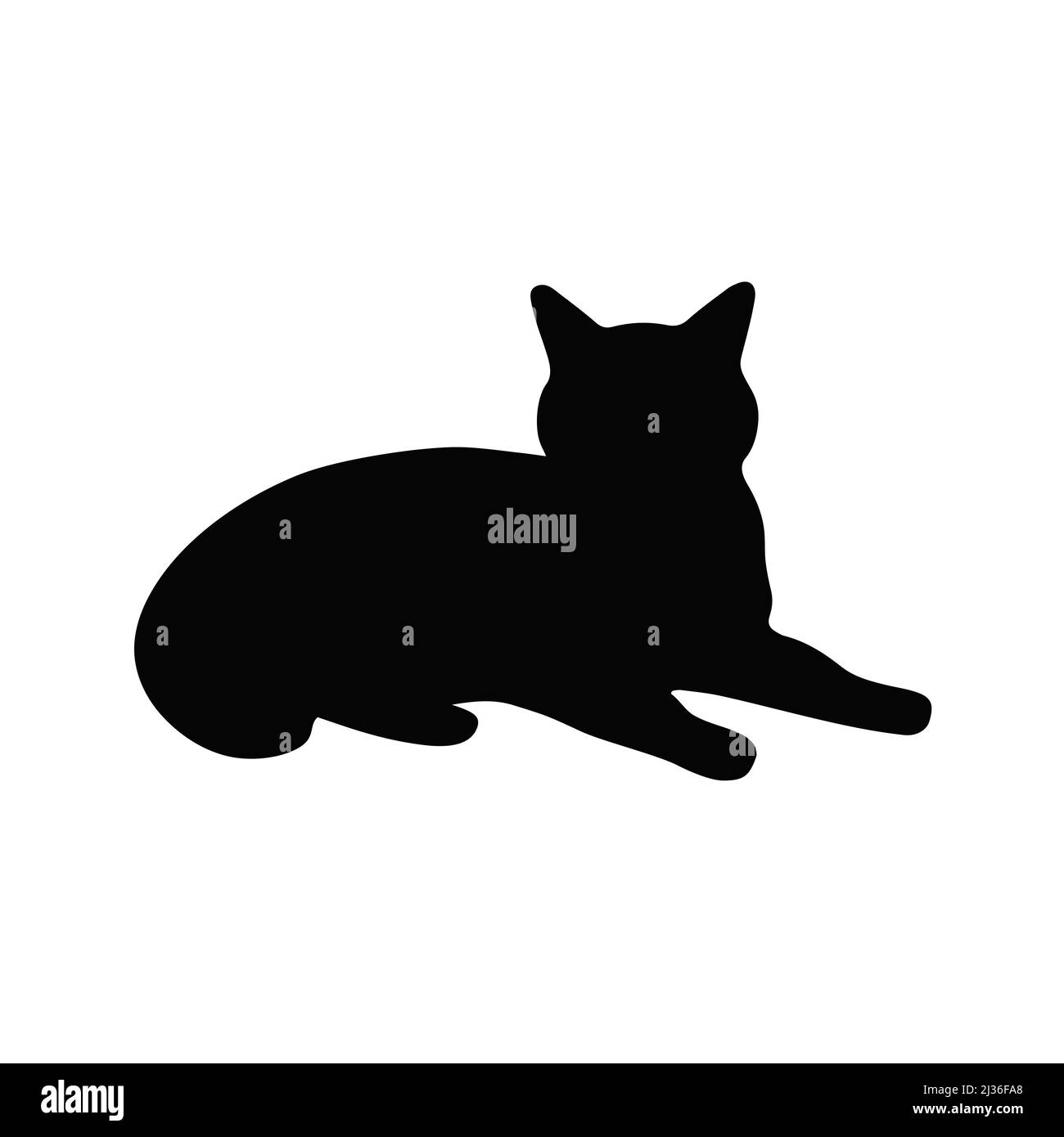 Black abstract silhouette lying cat vector illustration. Pet shadow ...