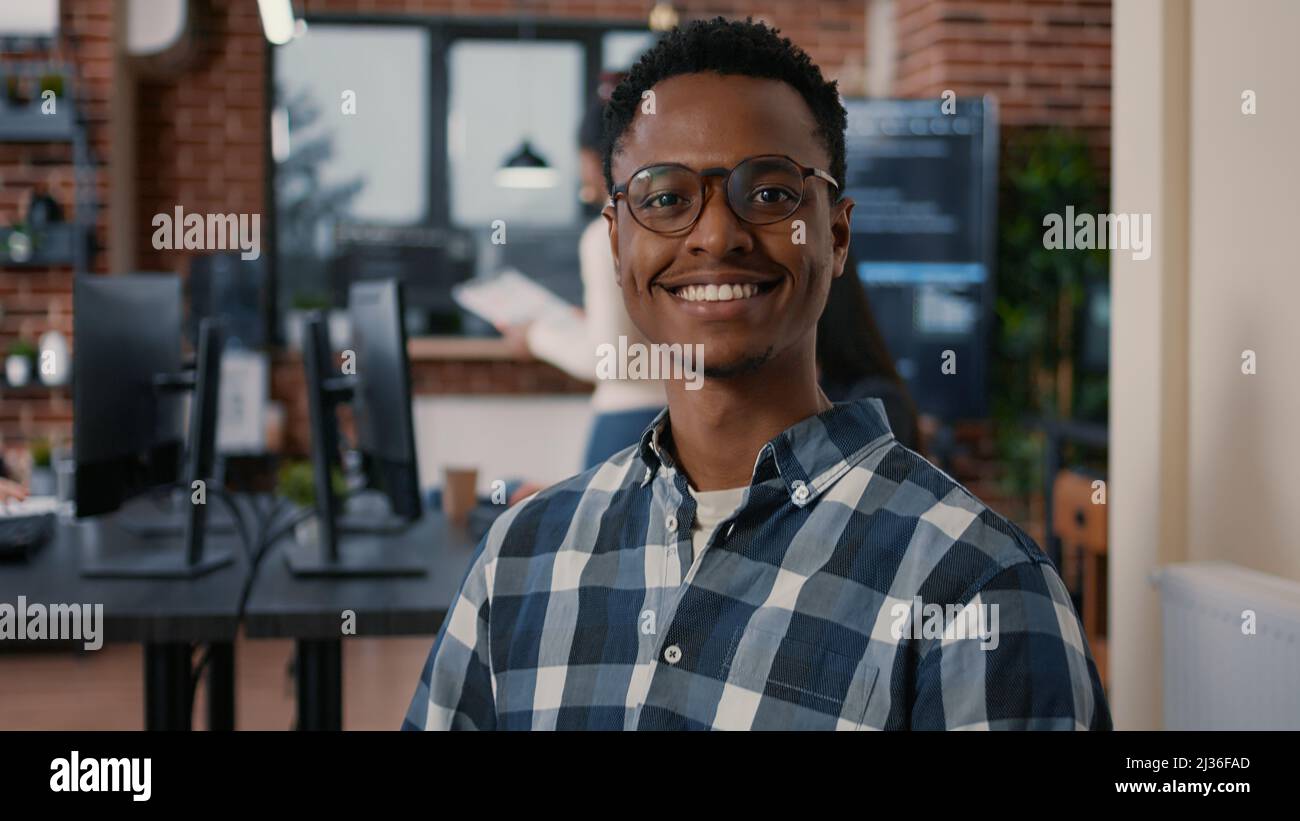 Portrait african american programer sitting hi-res stock photography ...