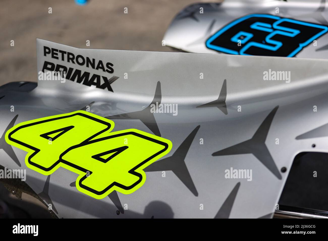 #44 Lewis Hamilton (GBR) Mercedes AMG F1 W13 engine cover. 06.04.2022 ...
