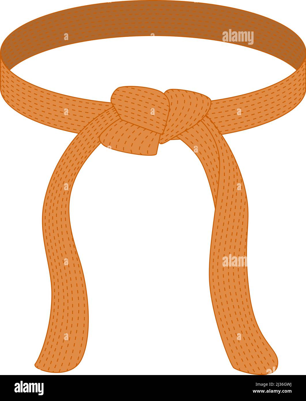 Karate belt orange color isolated on white background. Design icon of ...