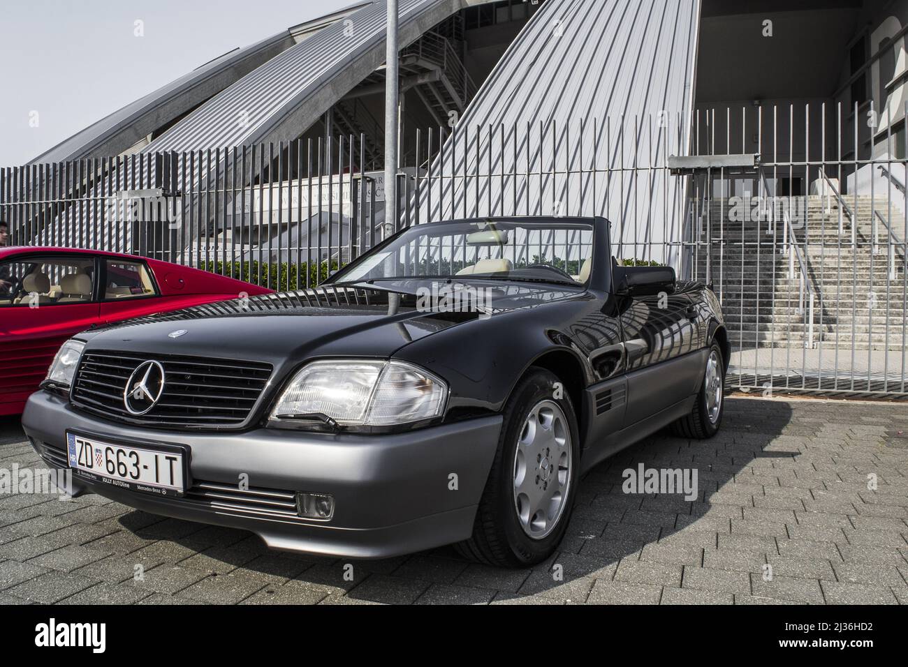 The Mercedes sl500 r129 cabriolet on classic car exhibition Stock Photo ...