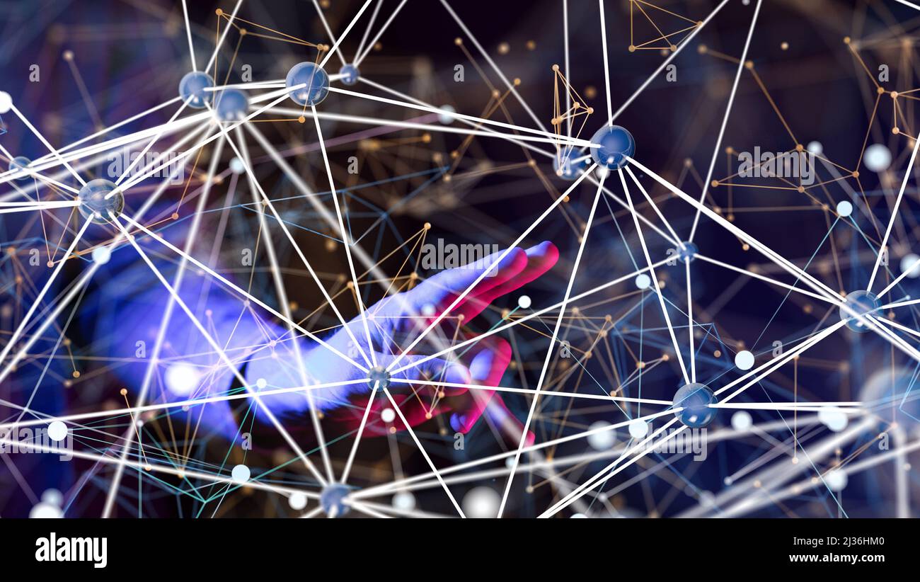 A 3D render of a Neural network. Big data and cybersecurity with ...