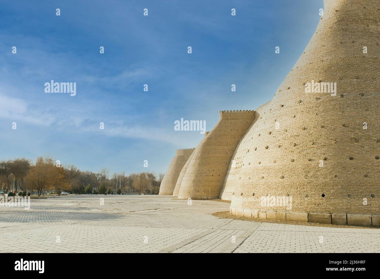 Bukhara, Uzbekistan. March 2022. The wall of the Bukhara Fortress (Ark ...
