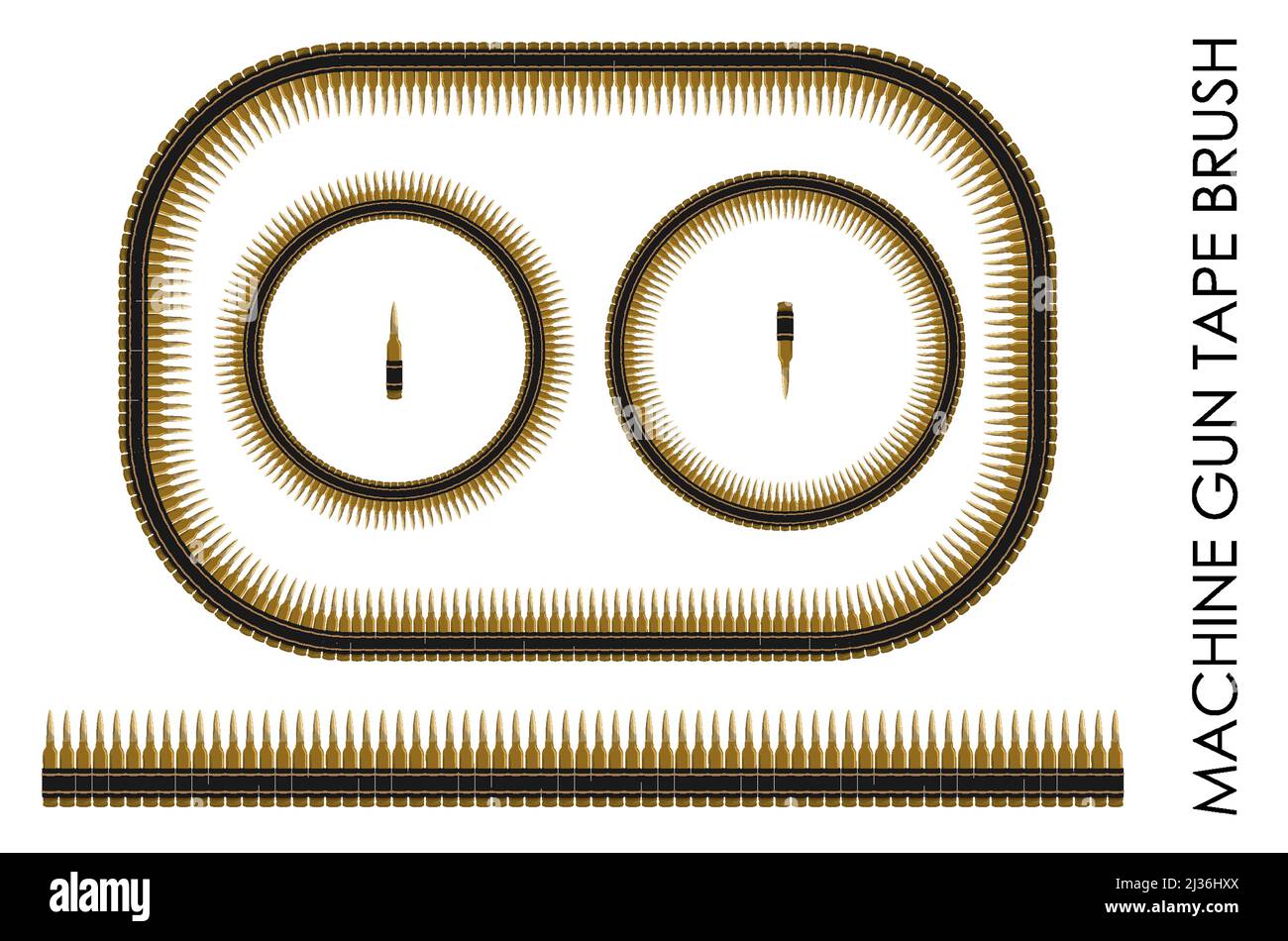 Machine gun belt brush, automatic weapon bullet. Soldier weapon. Frames ...