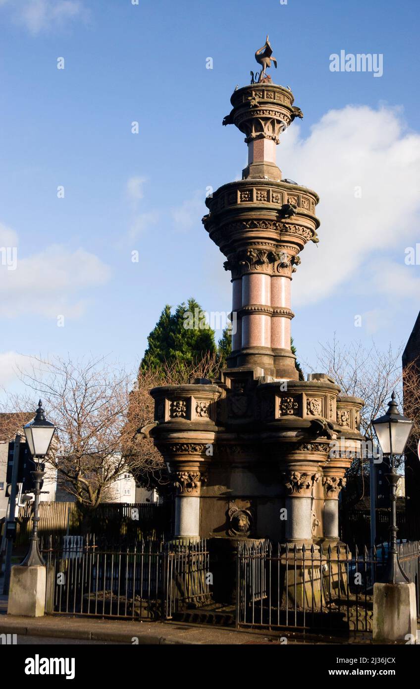 The Smollet Fountain, Alexandria, West Dunbartonshire, Scotland. The ...