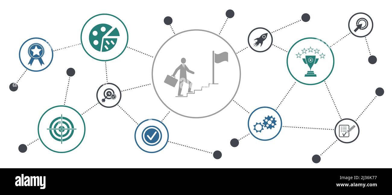 Concept of goals with connected icons Stock Photo - Alamy