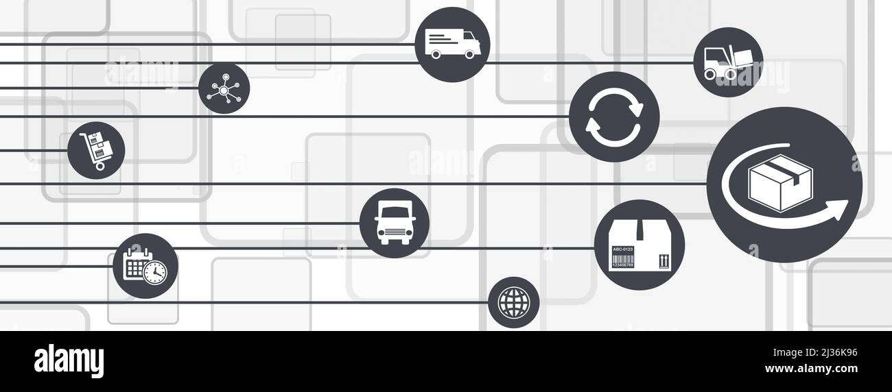 Concept of distribution with connected icons Stock Photo - Alamy