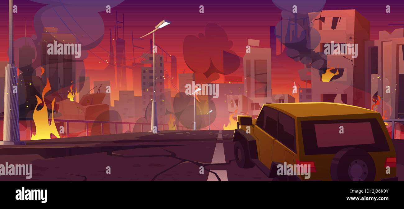 Cartoon burning buildings hi-res stock photography and images - Alamy