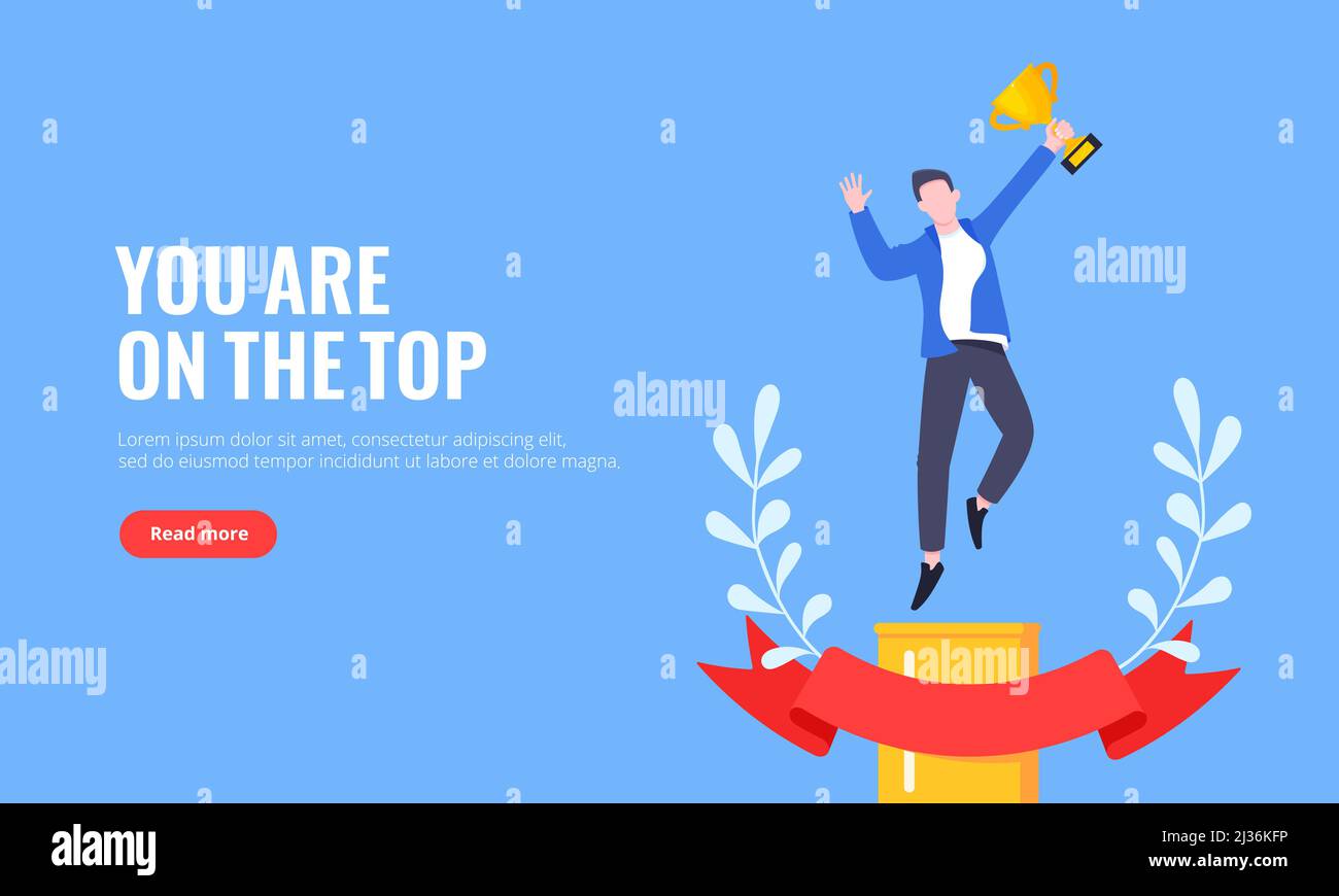 Best worker employee winner with trophy cup inside award ribbon and ...