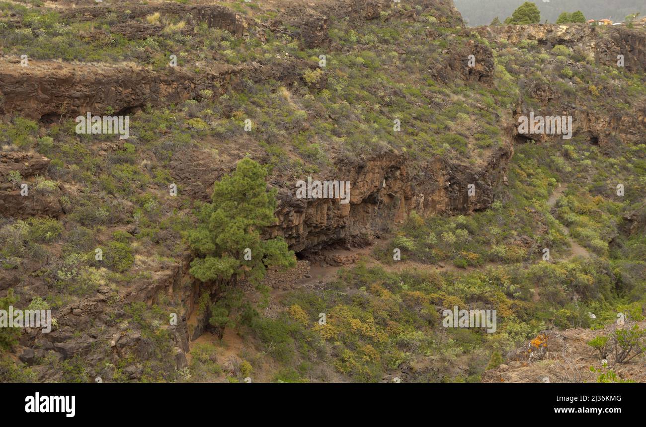 La Palma, landscape of western coastal part of the island, Tijarafe ...