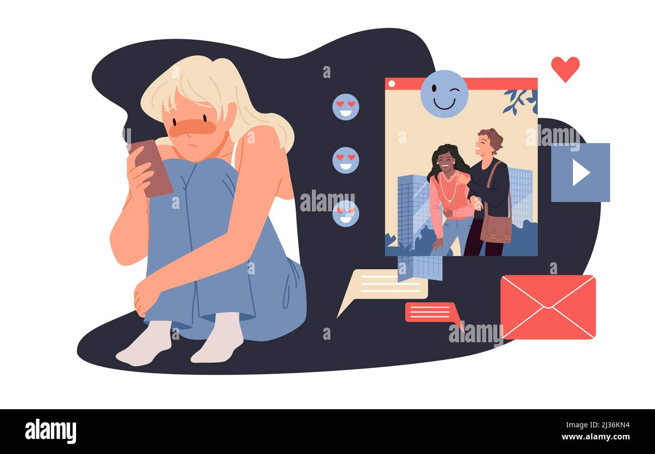 Depression and social media addiction Stock Vector Image & Art - Alamy