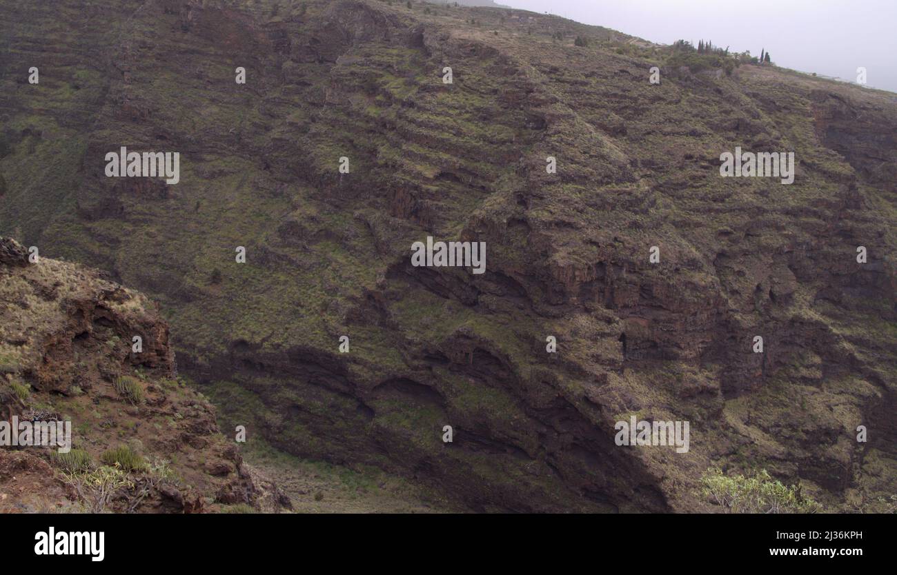 La Palma, landscape of western coastal part of the island, Tijarafe ...