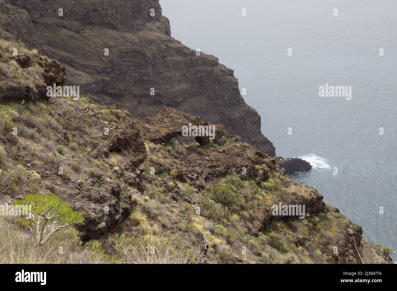 La Palma, landscape of western coastal part of the island, Tijarafe ...