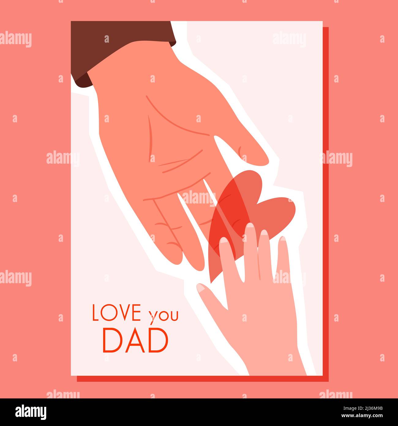 Fathers day greeting card with love you dad text, kids hand giving red ...