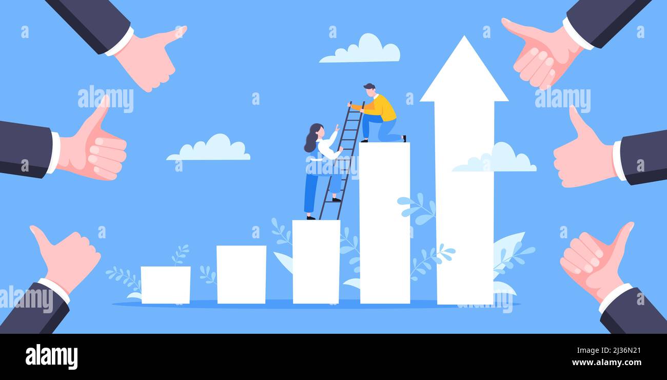 Business mentor helps to improve career and holding stairs steps vector ...