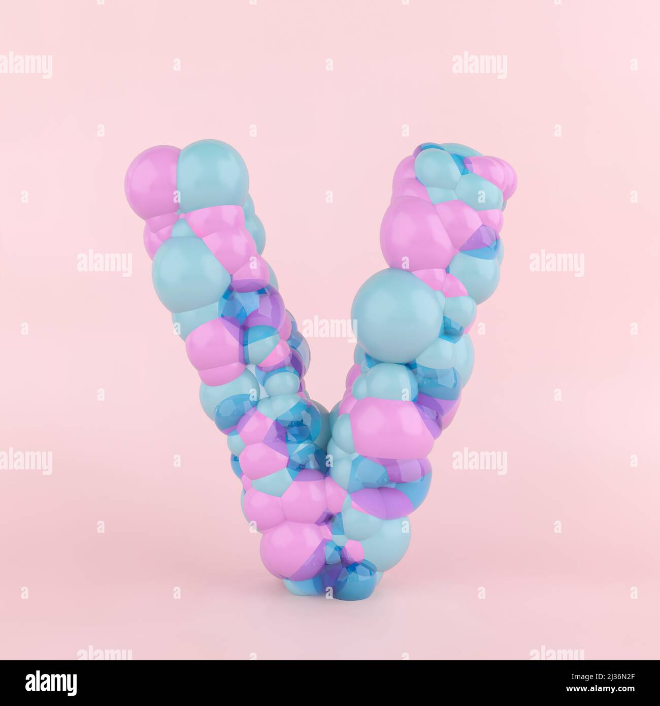 Creative letter V concept made of colorful pastel balloons. Balloon ...