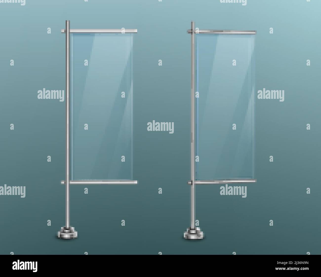 Glass banners, ad stands on metal poles, vertical blank signboards for ...