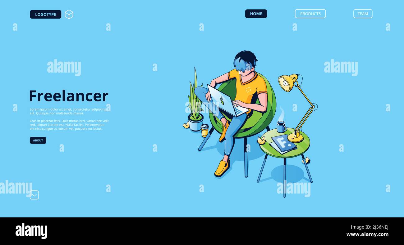 Freelancer banner. Concept of work at home office, online business ...