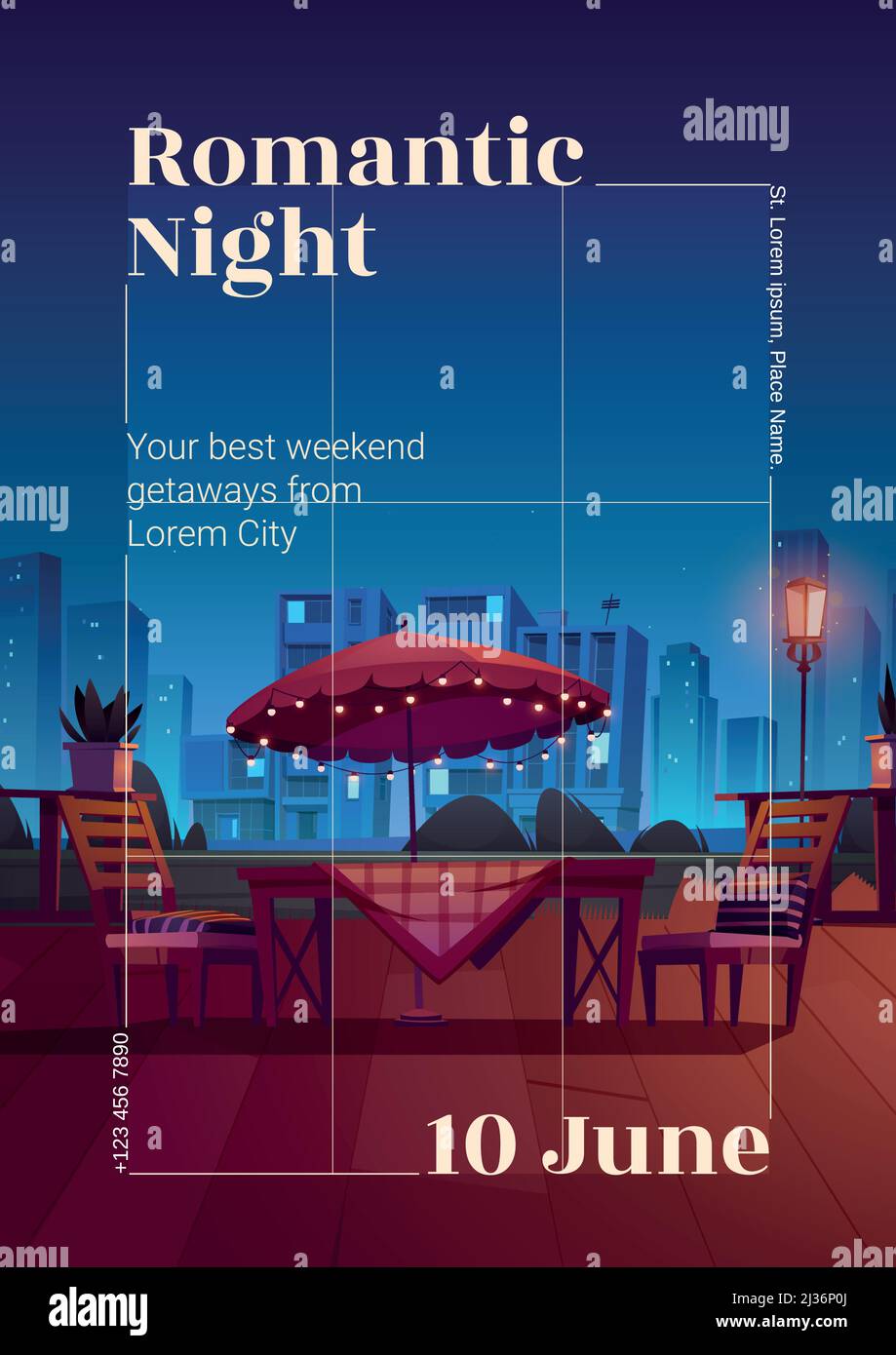 Romantic night flyer. Romantic dinner for couple on date or holiday ...