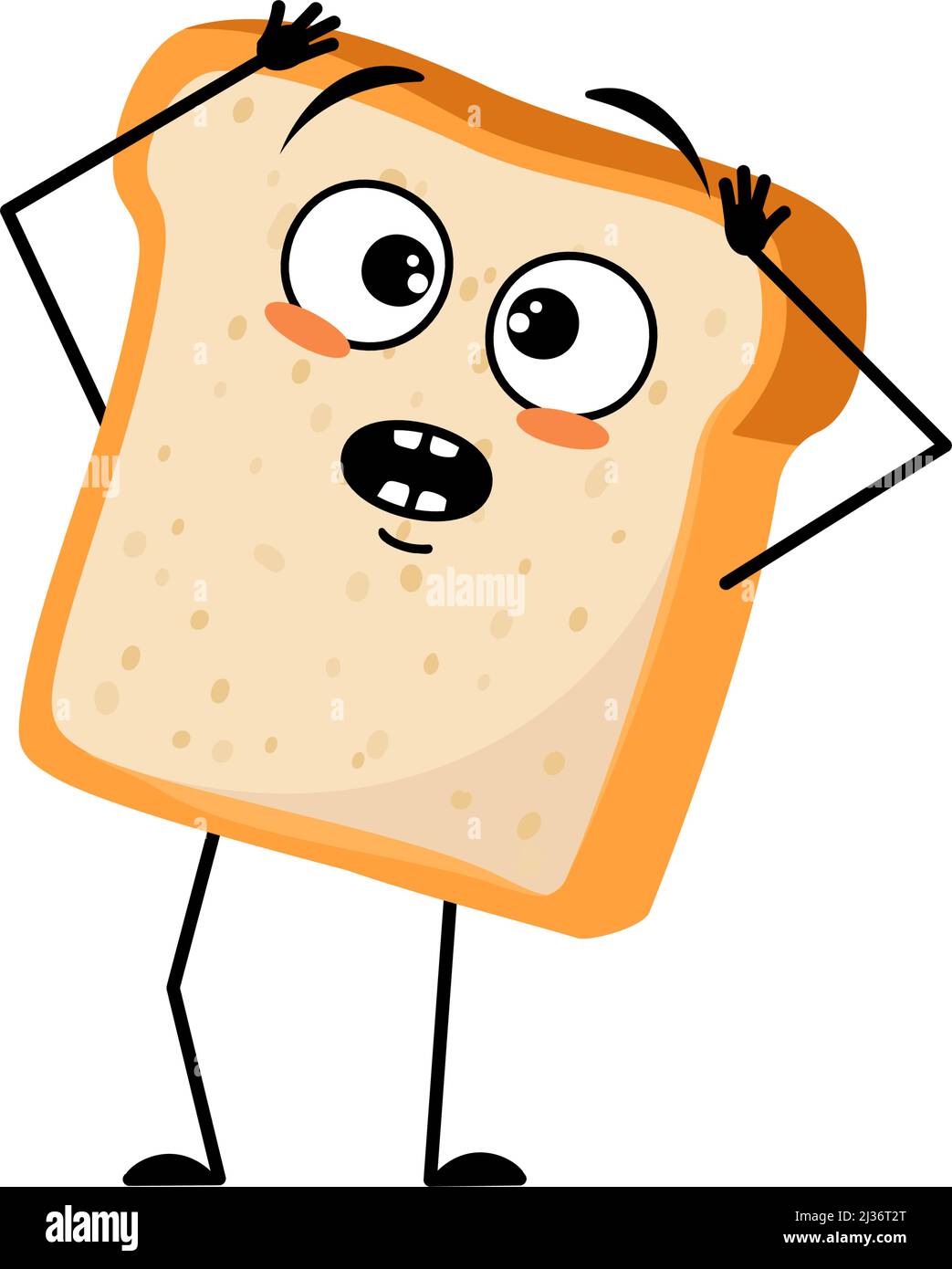 Cute bread character with panic emotions, surprised face, shocked eyes ...