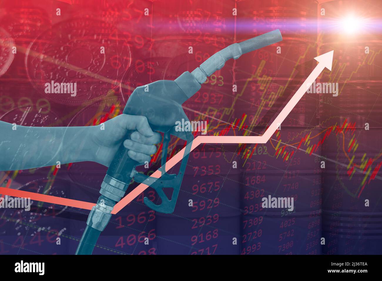 Fuel gas price hit new high record. Gasoline global cost rising concept ...