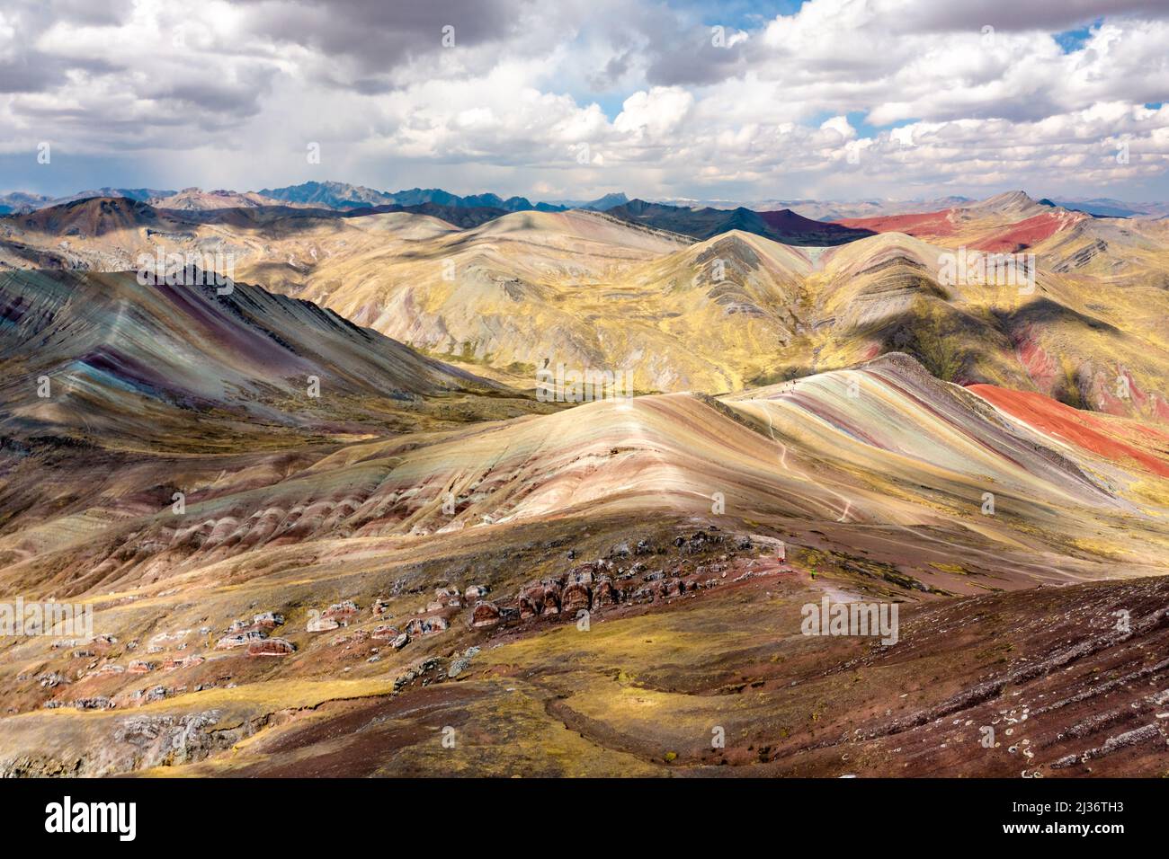 Aerial view of the Palccoyo Rainbow Mountains near Cusco in Peru Stock ...