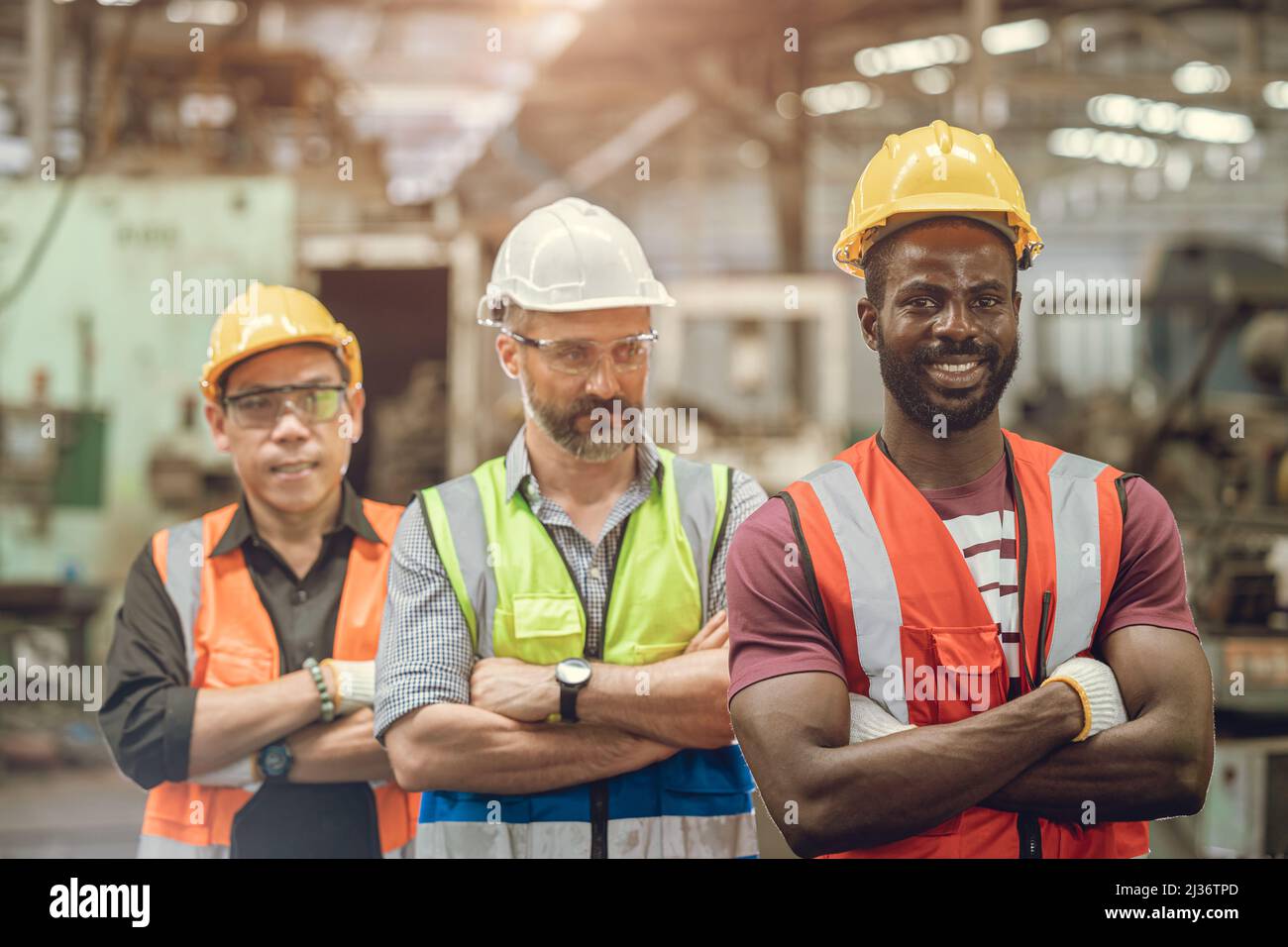 Engieer worker team group of industry people standing mix race Stock ...