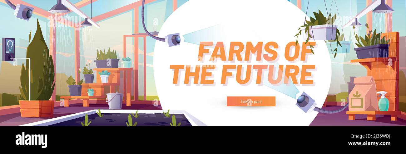 Farms of future poster. Concept of smart farming, cultivation ...