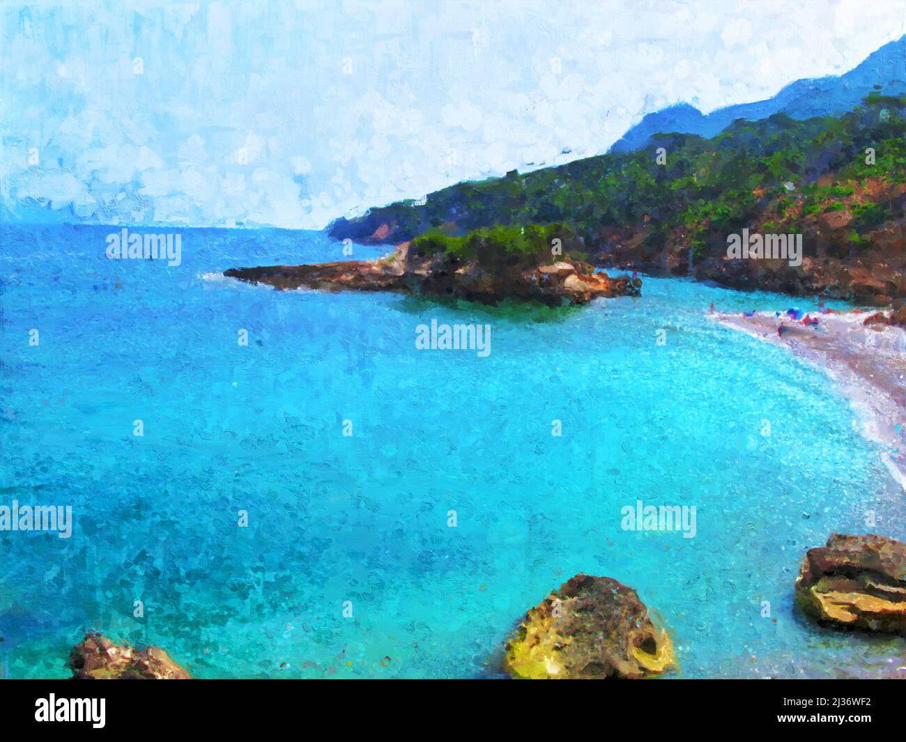 Bay of the Victoria Peninsula on the Balearic island of Mallorca. Bay ...